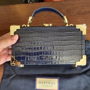 Aspinal Of London | Bags | New Aspinal Of London Mini Trunk Bag In Navy ...